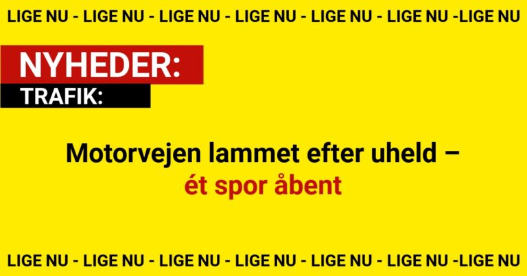 Motorvejen lammet efter uheld – ét spor åbent - Nyhed24.dk